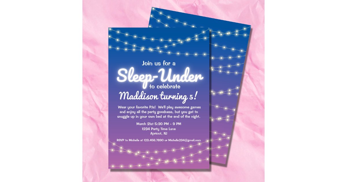 Sleep Under Half Sleep Over Lights Party Invitation | Zazzle