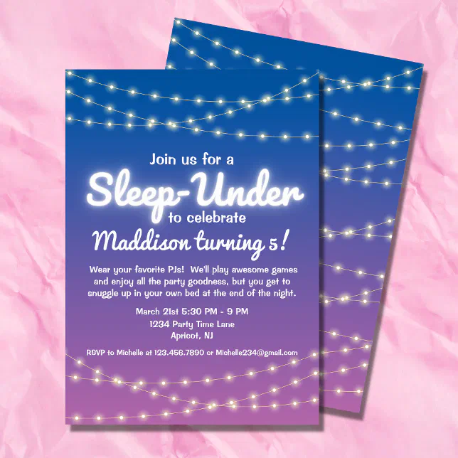 Sleep Under Half Sleep Over Lights Party Invitation | Zazzle
