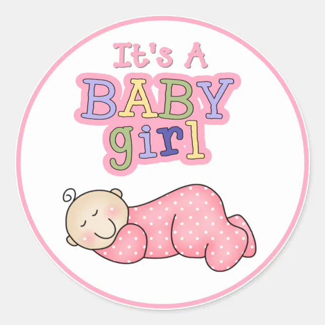 Sleeping Baby Girl Sticker | Zazzle