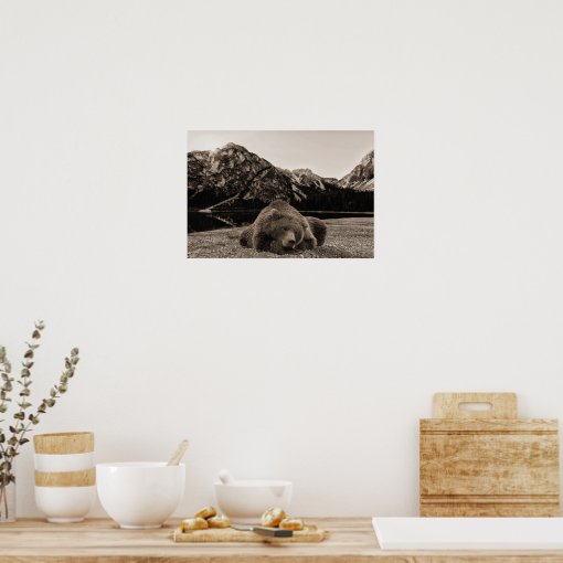 Sleeping Bear Rustic Cabin Decor Brown Landscape | Zazzle