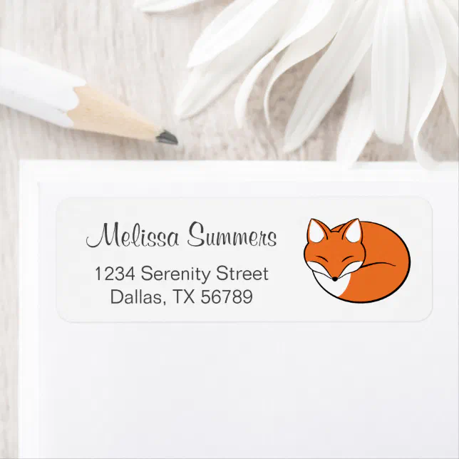 Sleeping Cartoon Fox Label | Zazzle