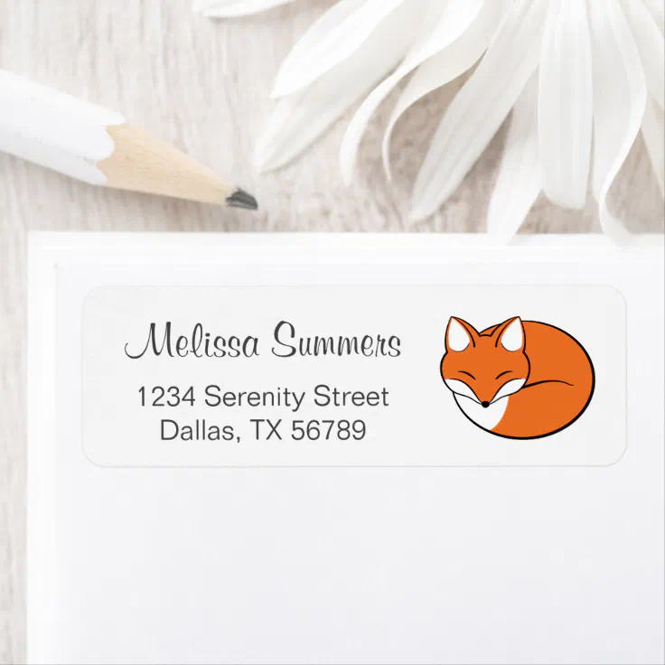 Sleeping Cartoon Fox Label | Zazzle