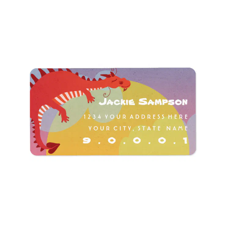 Sleeping Dragon Fantasy Kids Address Label | Zazzle