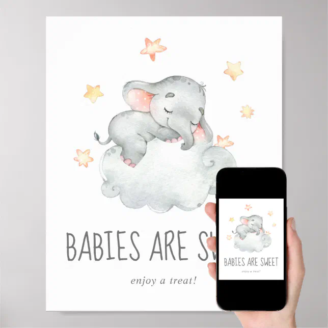 Sleeping Little Elephant Girl Babies are Sweet Poster | Zazzle