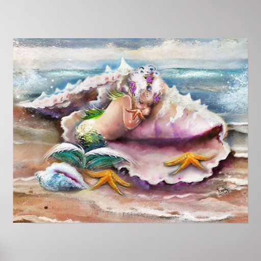 Sleeping Mermaid Baby Poster | Zazzle