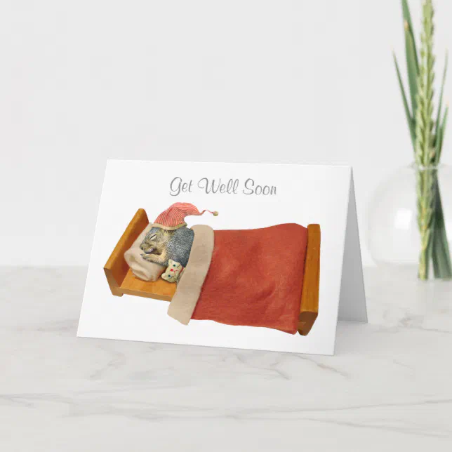 Sleeping Squirrel Get Well Card | Zazzle