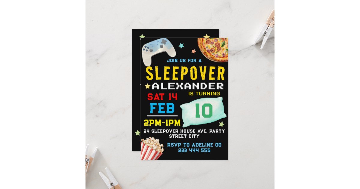Sleepover Boy Slumber Party Invitation | Zazzle