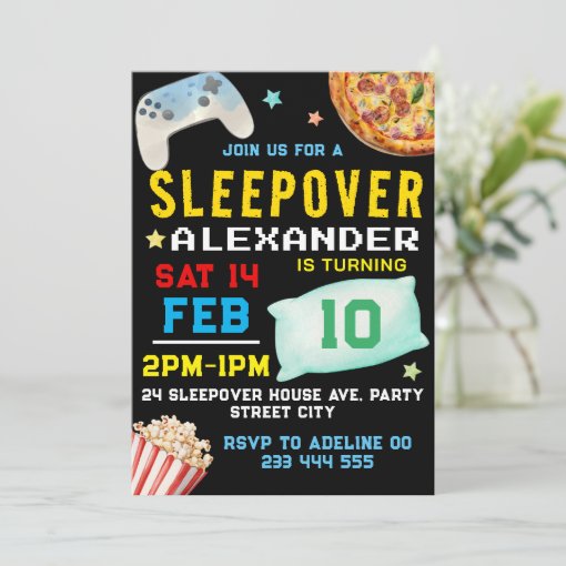 Sleepover Boy Slumber Party Invitation | Zazzle