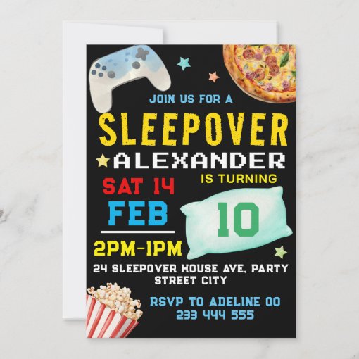 Sleepover Boy Slumber Party Invitation | Zazzle