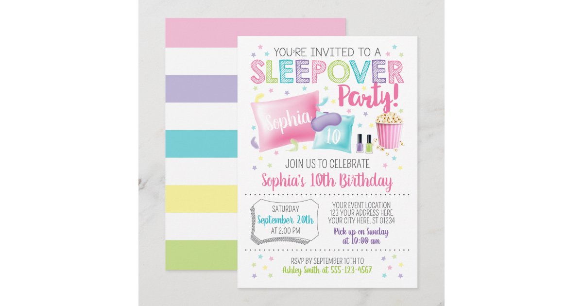 Sleepover Invitation, Slumber Party Birthday Invitation | Zazzle