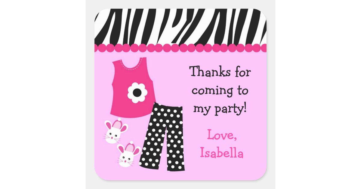 Sleepover Pajamas Birthday Party Favor Stickers | Zazzle