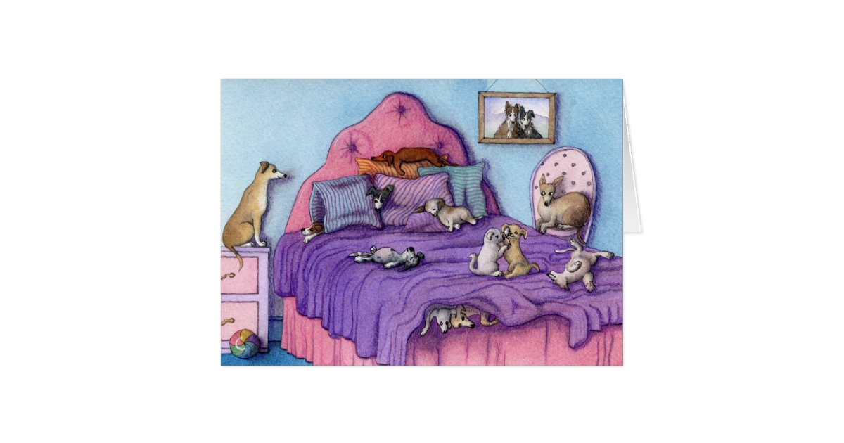 Sleepover Party CARD Cute puppies and dogs | Zazzle