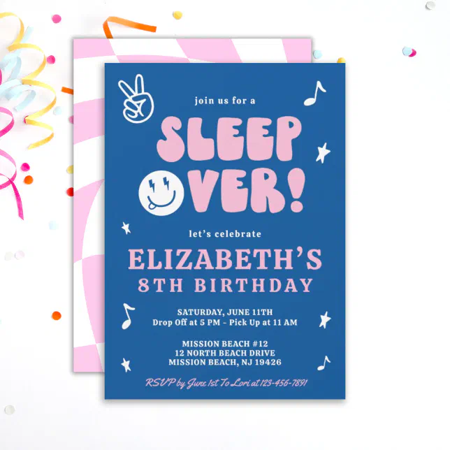 Sleepover Party Girl, Slumber Party, Tween Girl Invitation | Zazzle