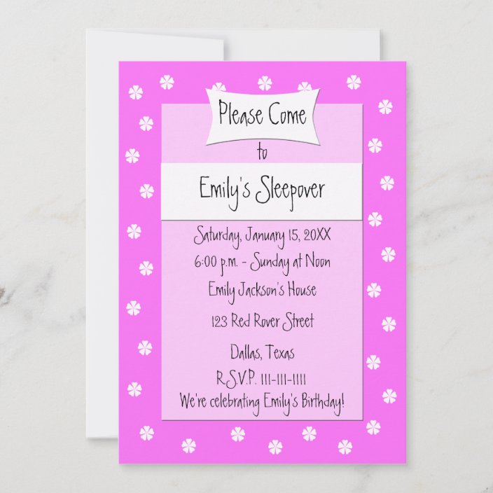 Sleepover Party Invitation Cute Pink Bed | Zazzle