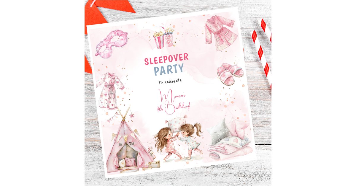 Sleepover pyjama kids birthday party napkins | Zazzle
