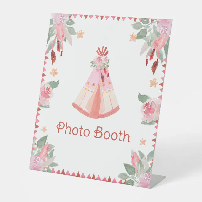 Sleepover Slumber Party Girl Pink Teepee Birthday Pedestal Sign | Zazzle