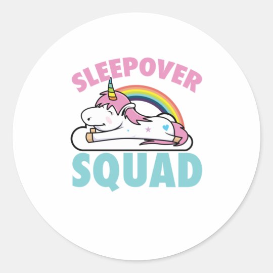 Sleepover Squad Rainbow Magical Overnight Un Classic Round Sticker ...