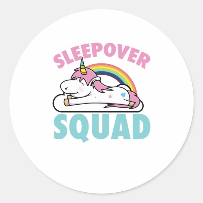Sleepover Squad Rainbow Magical Overnight Un Classic Round Sticker ...