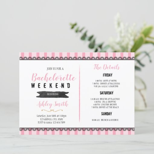 Sleepover Theme Bachelorette Itinerary invitation | Zazzle