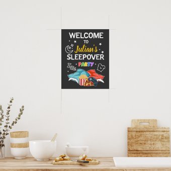 Sleepover Welcome Sign - BOY BIRTHDAY POSTER | Zazzle