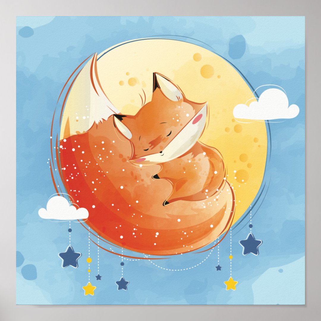 Sleepy Fox Poster | Zazzle