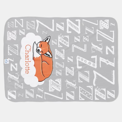 Sleepy Fox Zzz, Pink Personalized Child's Name Stroller Blanket | Zazzle
