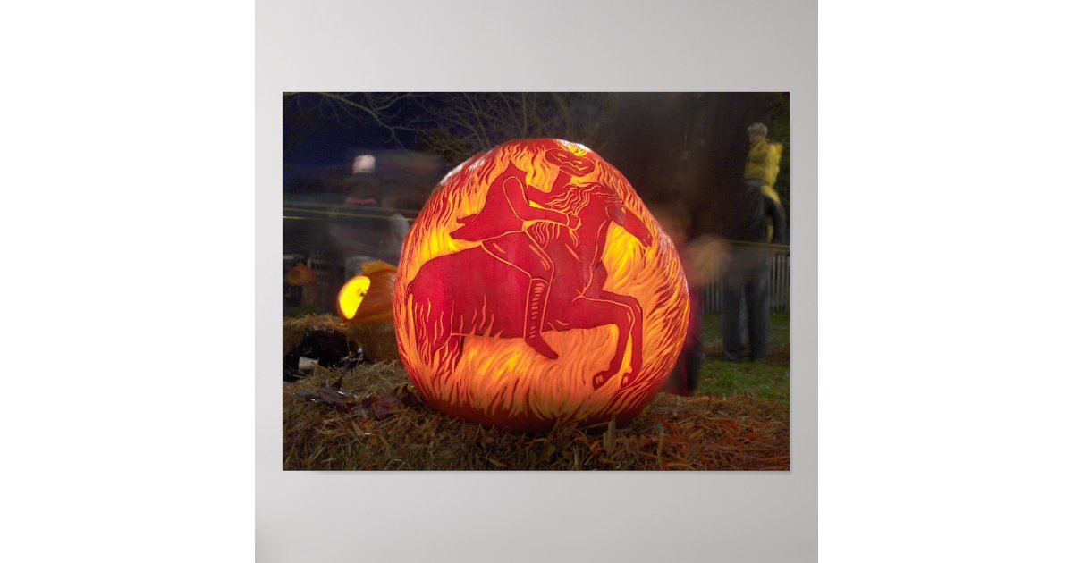 Sleepy Hollow Carved Halloween Pumpkin Poster | Zazzle