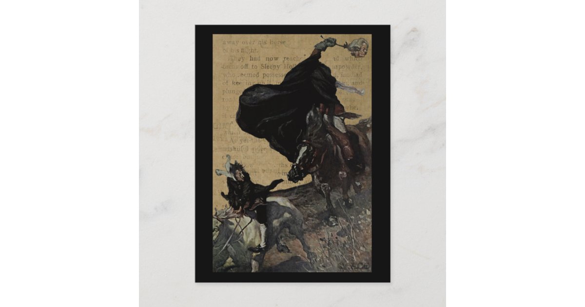 Sleepy Hollow Headless Horseman And Ichabod Postcard | Zazzle