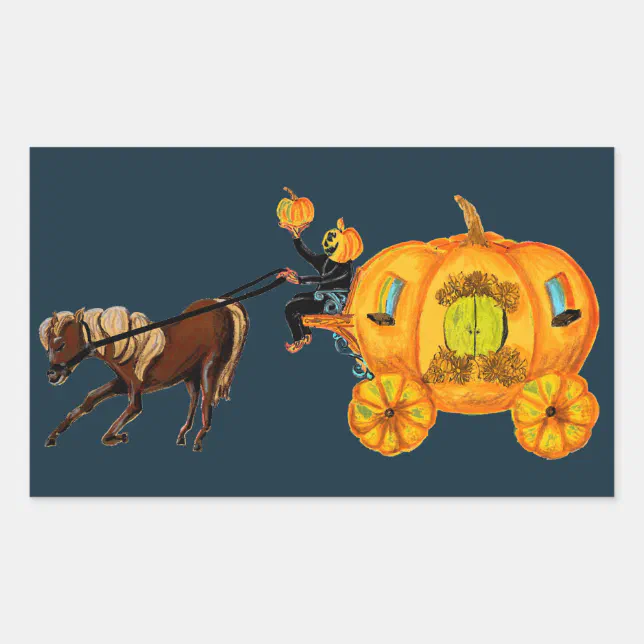 Sleepy Hollow Headless Horseman Pumpkin Carriage Rectangular Sticker ...