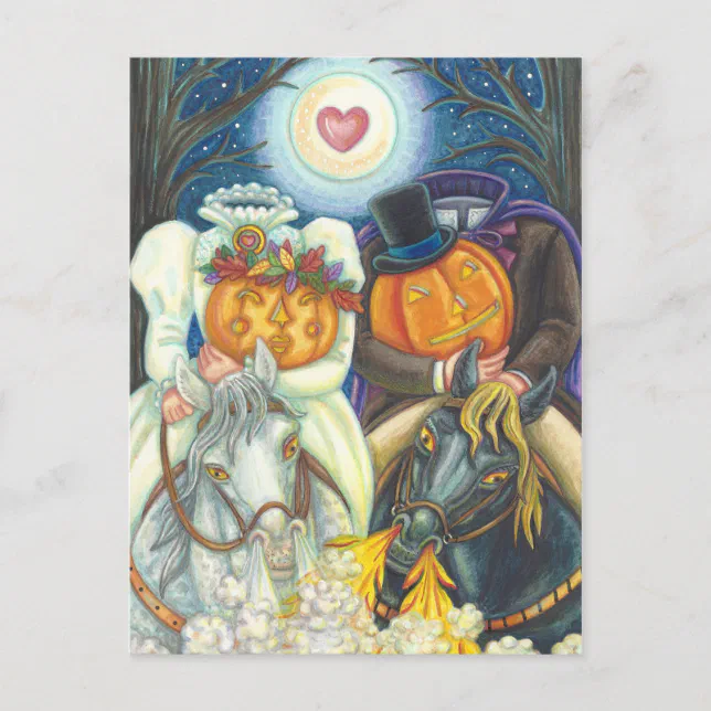 SLEEPY HOLLOW WEDDING, HEADLESS HORSEMAN HALLOWEEN POSTCARD | Zazzle