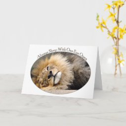 Sleepy Lion Wink Greeting Card | Zazzle