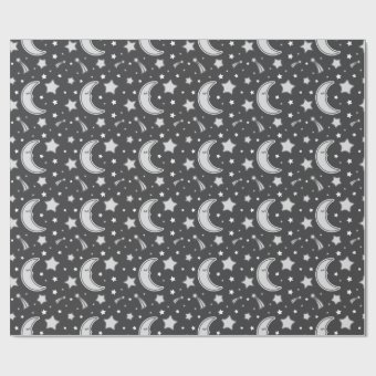 Sleepy Moon - dark gray wrapping paper | Zazzle