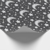 Sleepy Moon - dark gray wrapping paper | Zazzle