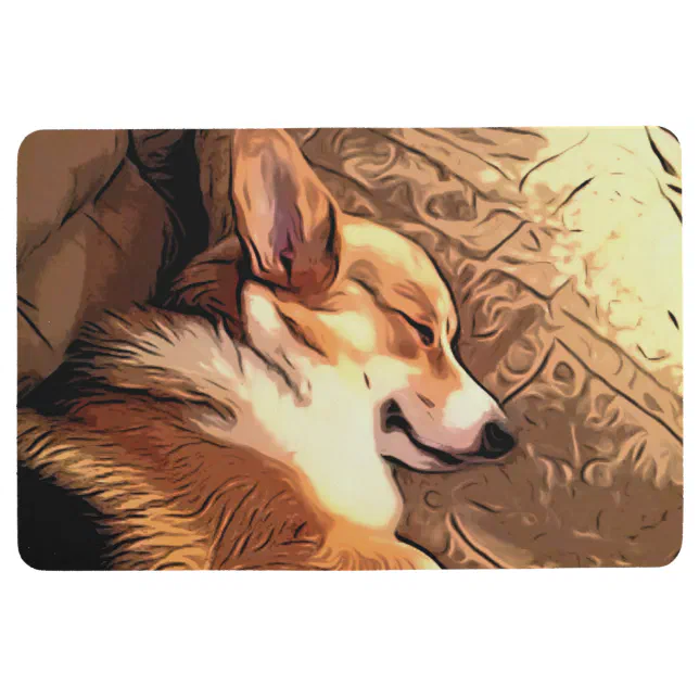 Sleepy Pembroke Welsh Corgi Floor Mat | Zazzle