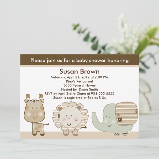 Sleepy Safari Animals Baby Shower Invitation | Zazzle