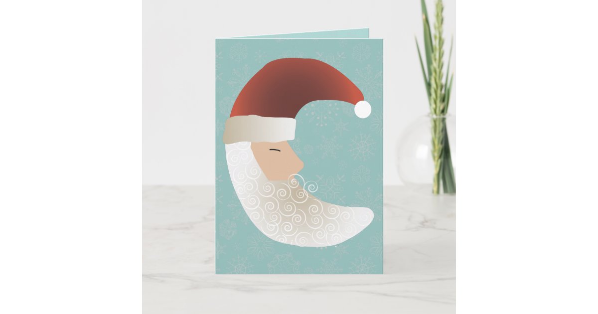 Sleepy Santa Half Moon Christmas Greeting Card | Zazzle