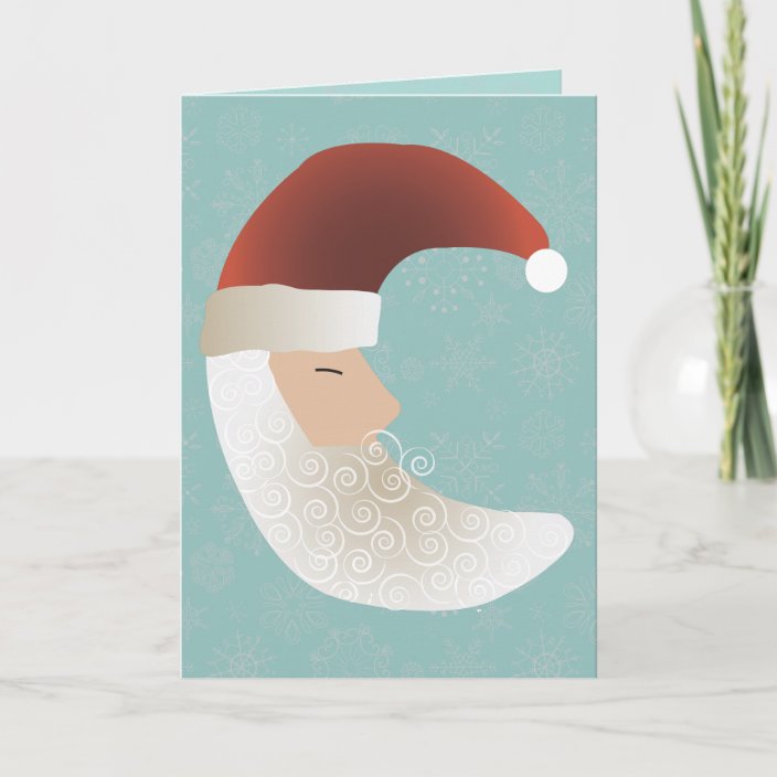Sleepy Santa Half Moon Christmas Greeting Card | Zazzle.com