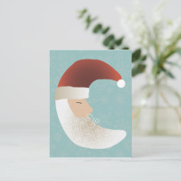 Sleepy Santa Half Moon Christmas Postcard | Zazzle