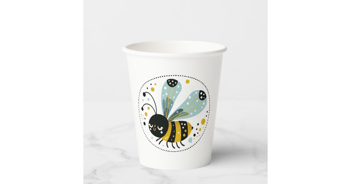 Sleepy Whimsical Bee Paper Cups | Zazzle