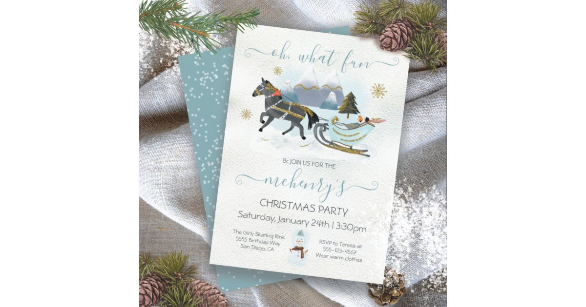Sleigh ride horse Christmas Party Invitation | Zazzle