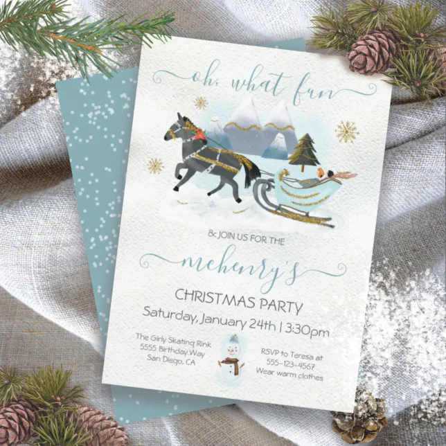 Sleigh ride horse Christmas Party Invitation | Zazzle