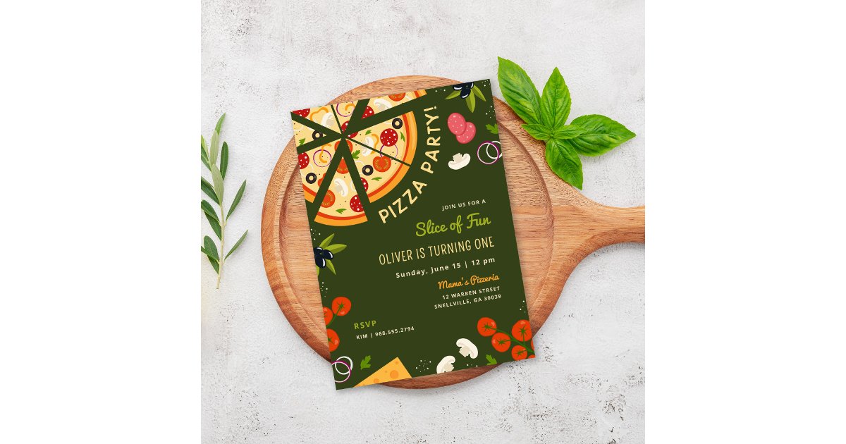 Slice of Fun 1st Birthday Pizza Party Invitation | Zazzle
