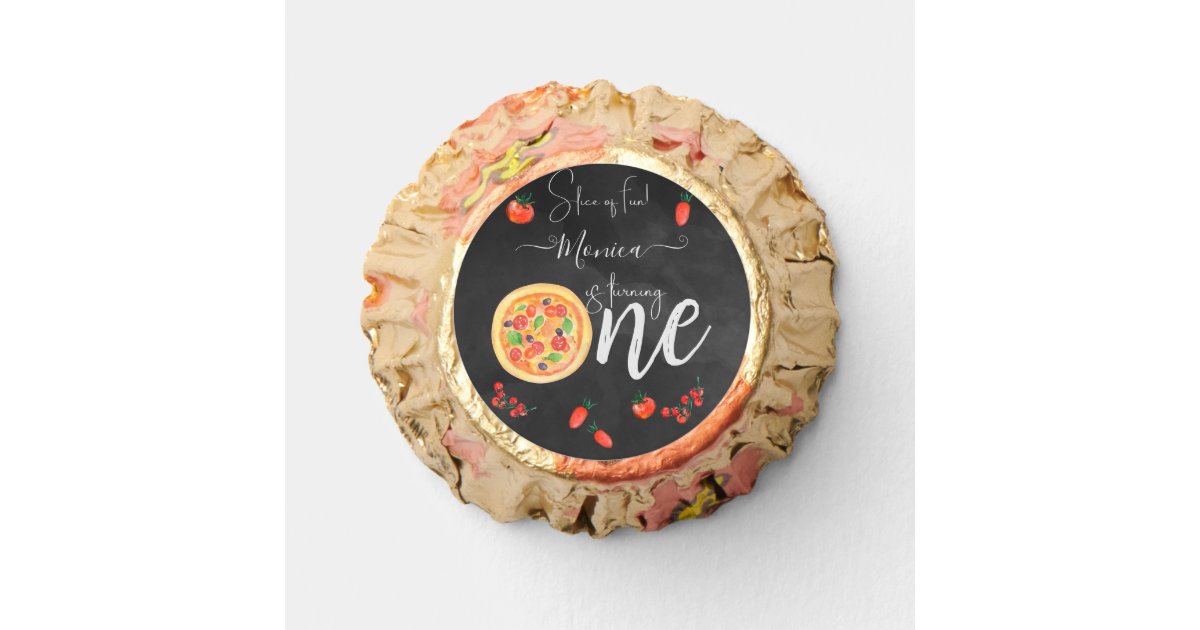 Slice of fun, first pizza birthday reese's peanut butter cups | Zazzle