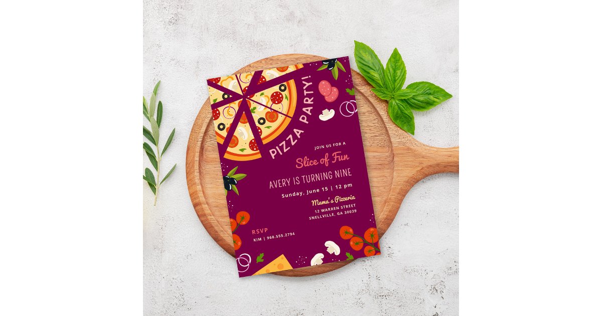 Slice of Fun Kids Birthday Pizza Party Invitation | Zazzle