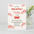 Slice of fun pizza 1st baby birthday ONE Vintage Invitation | Zazzle