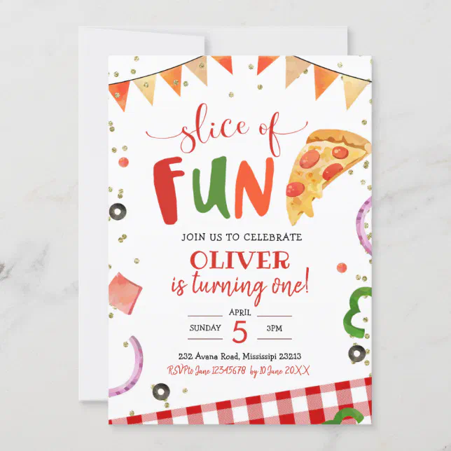 Slice of Fun Pizza Birthday Invitation | Zazzle