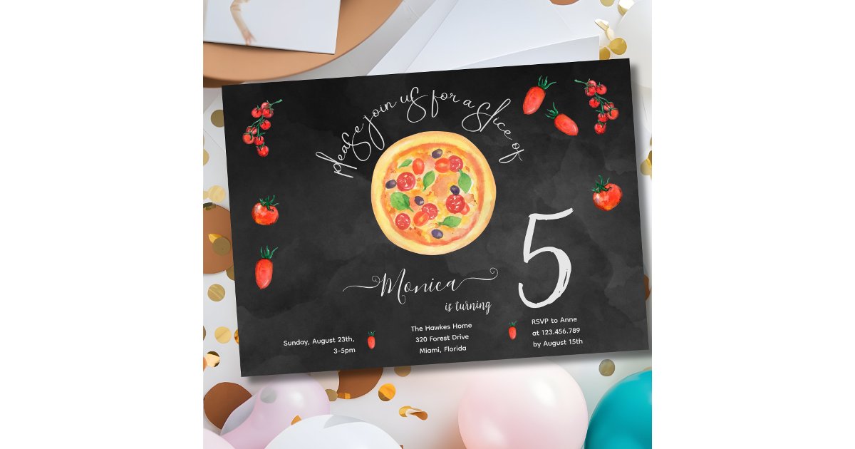 Slice of fun, pizza birthday invitation | Zazzle