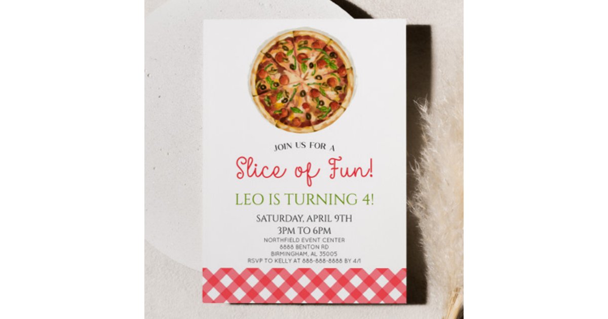 Slice of Fun! Pizza Birthday Party Invitation | Zazzle