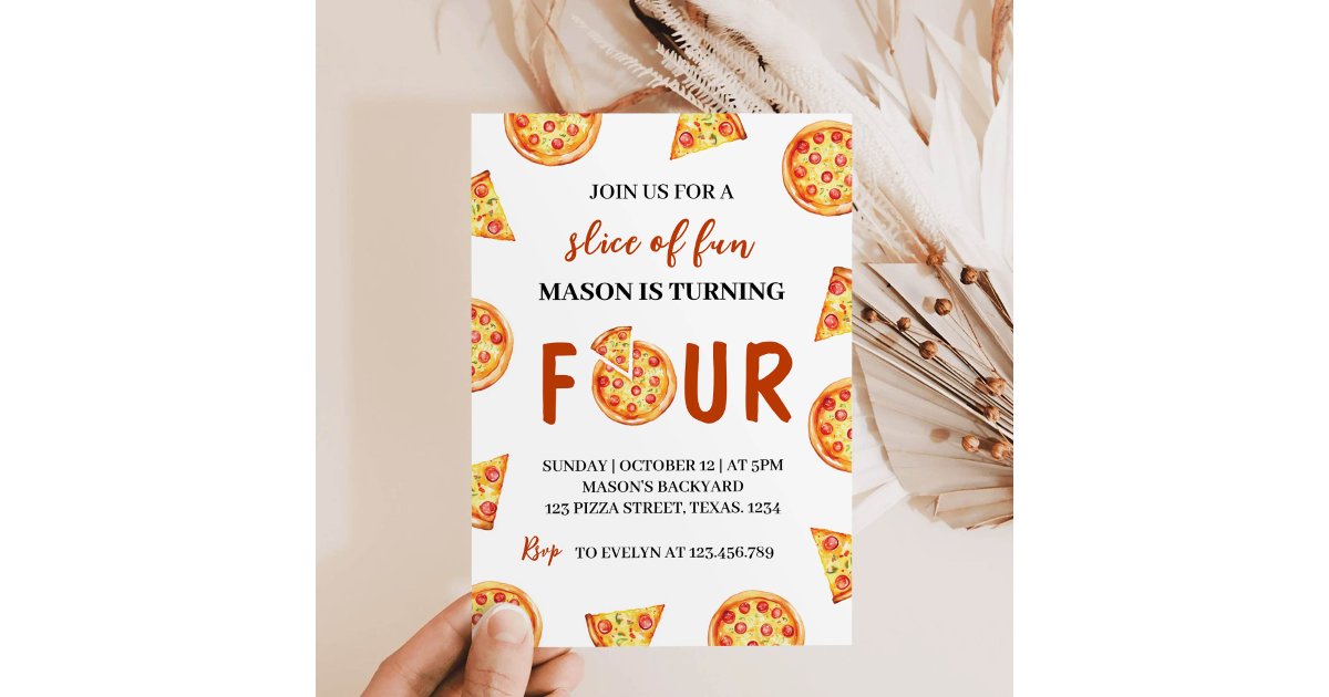 Slice Of Fun Pizza Party Birthday Invitation | Zazzle