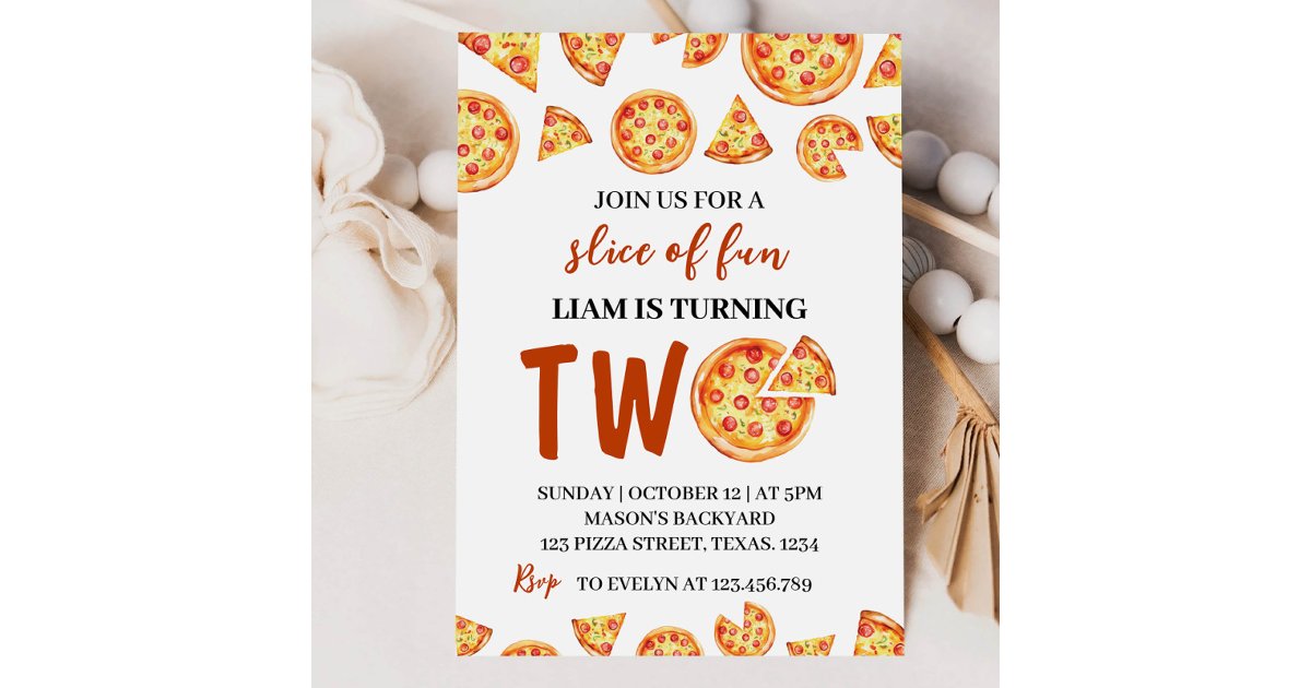 Slice Of Fun Pizza Party Birthday Invitation | Zazzle